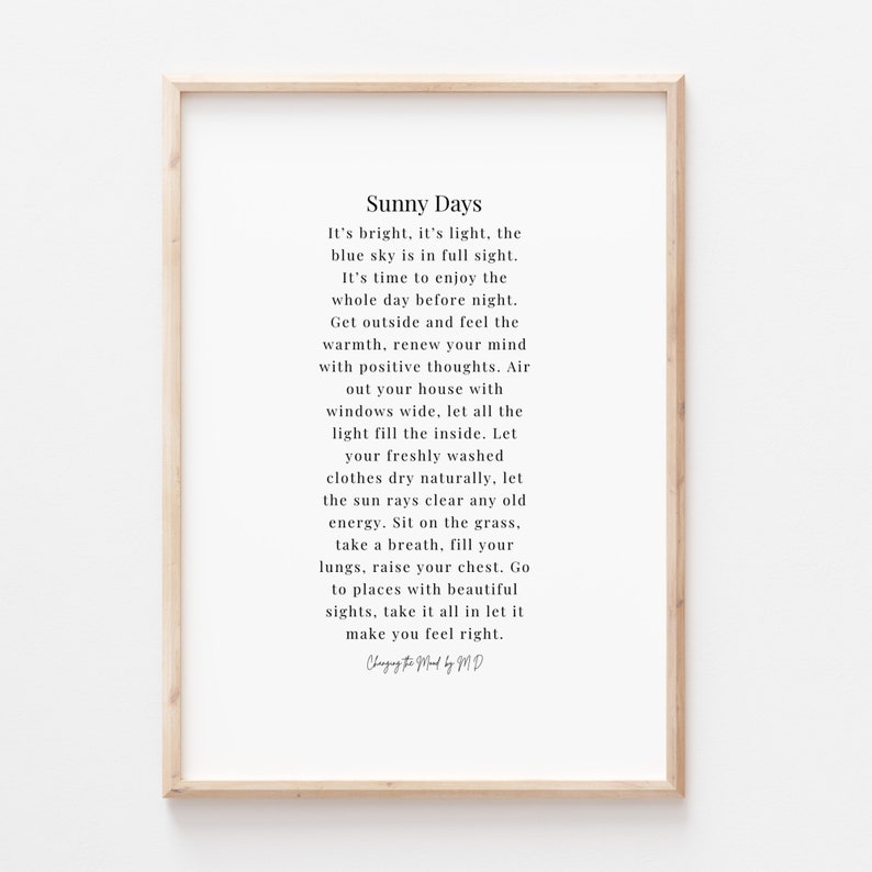 Sunny Days - Original Poem Print (A4 and A3 Download) - Etsy