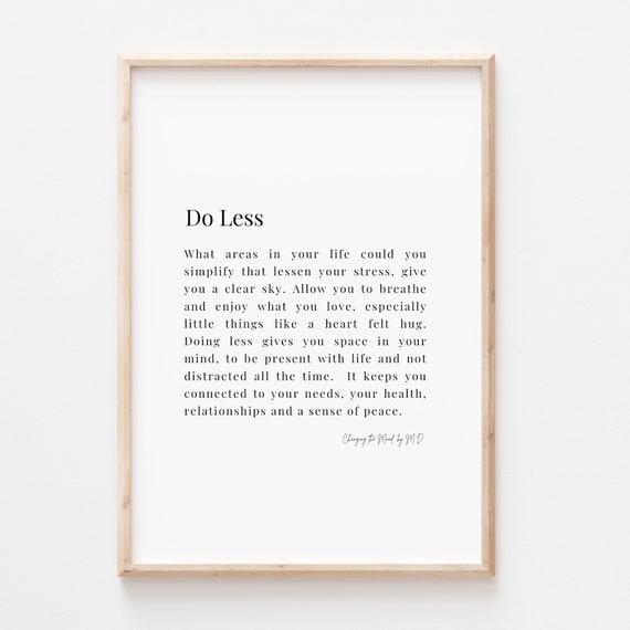 Do Less Original Poem Print A4 and A3 Download - Etsy