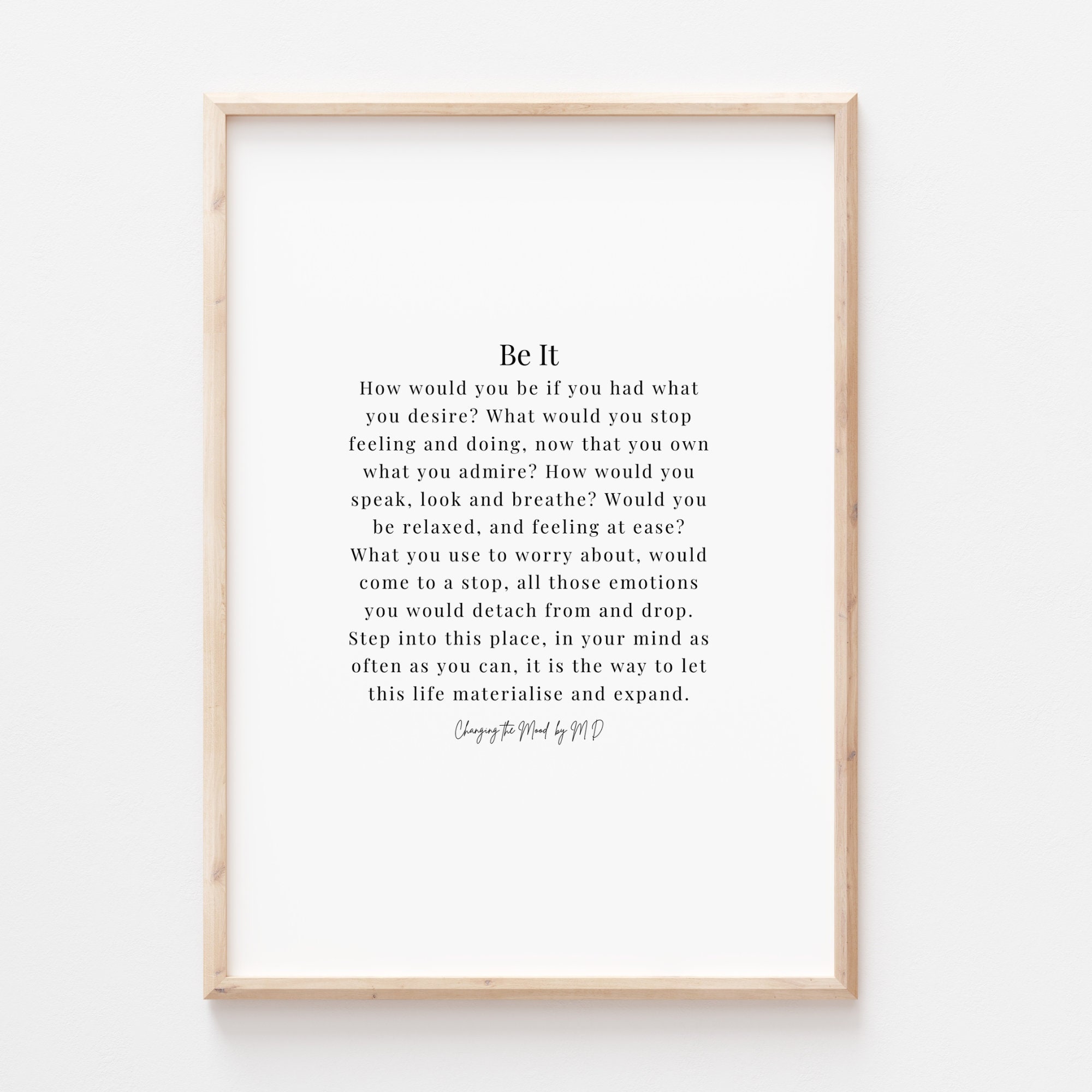 Be It Original Poem Print A4 and A3 Download - Etsy