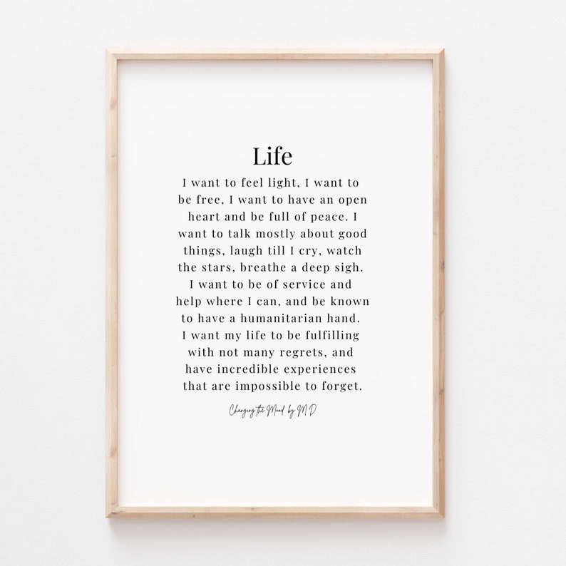 Life Original Poem Print A4 and A3 Download - Etsy