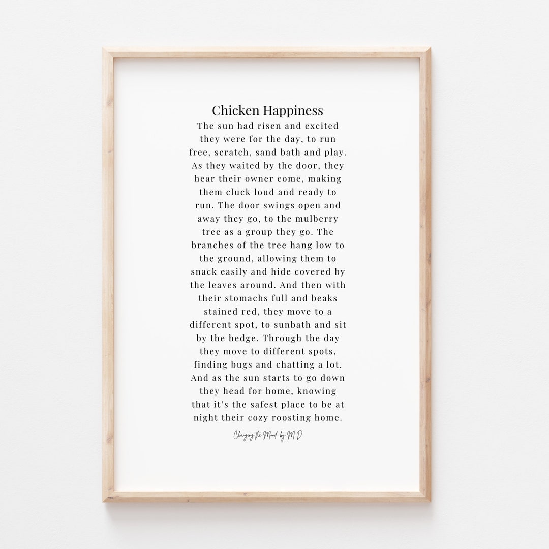 Chicken Happiness - Original Poem Print (A4 and A3 Download) - Etsy