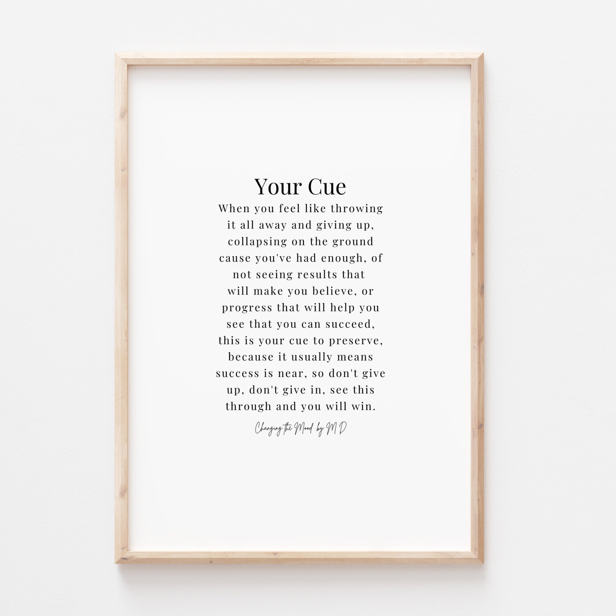 Your Cue Original Poem Print A4 and A3 Download - Etsy