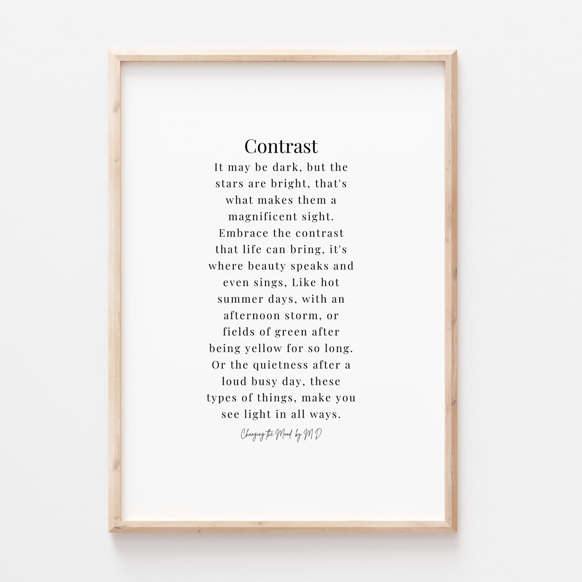 Contrast - Original Poem Print (A4 and A3 Download) - Etsy
