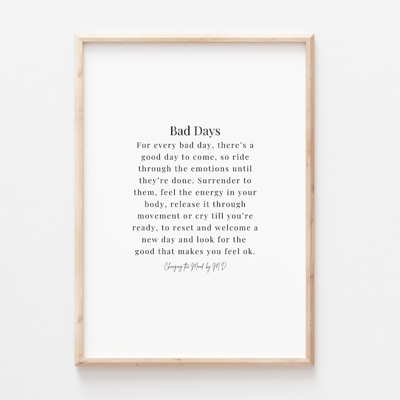 Bad Days Original Poem Print A4 and A3 Download - Etsy