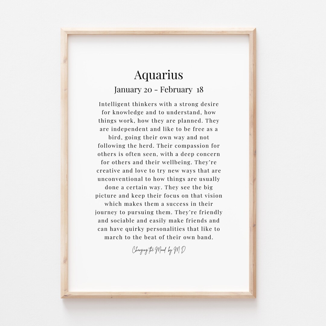 Aquarius - Original Poem Print (A4 and A3 Download) - Etsy
