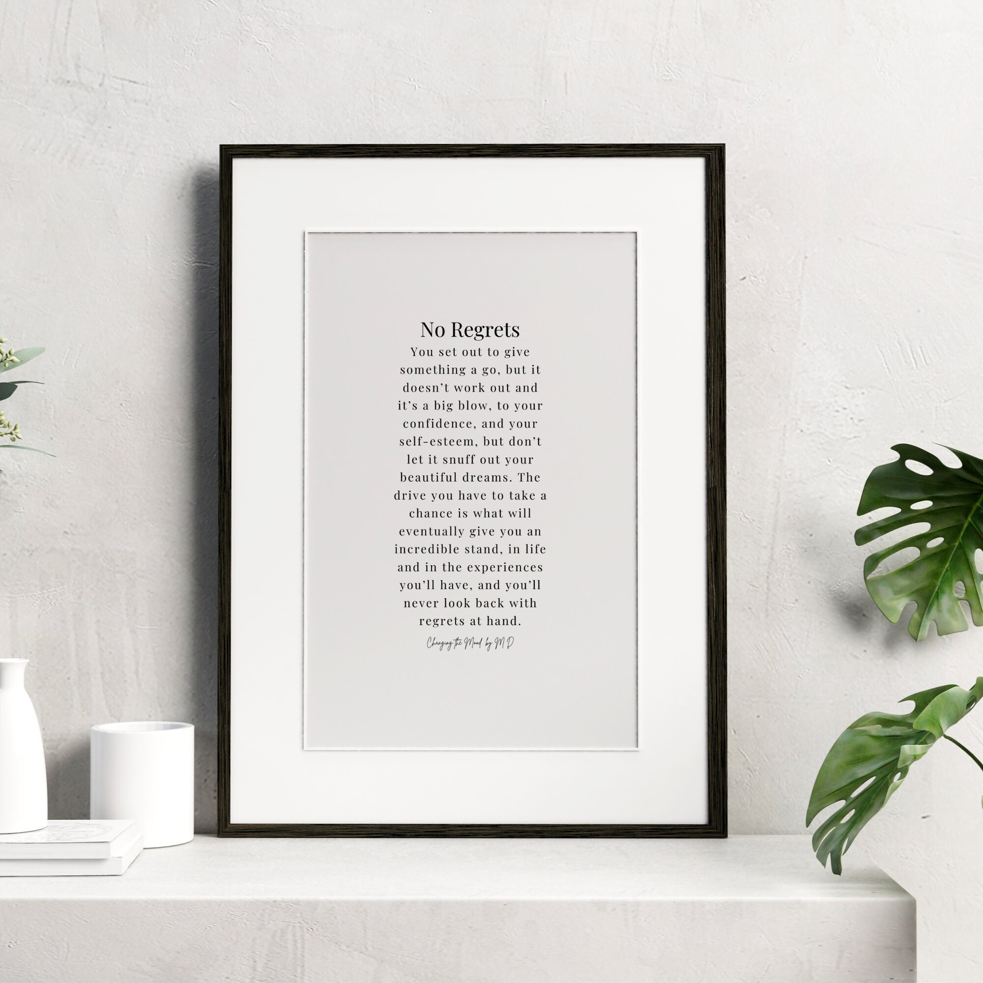 No Regrets - Original Poem Print - A4 and A3 Download - Etsy