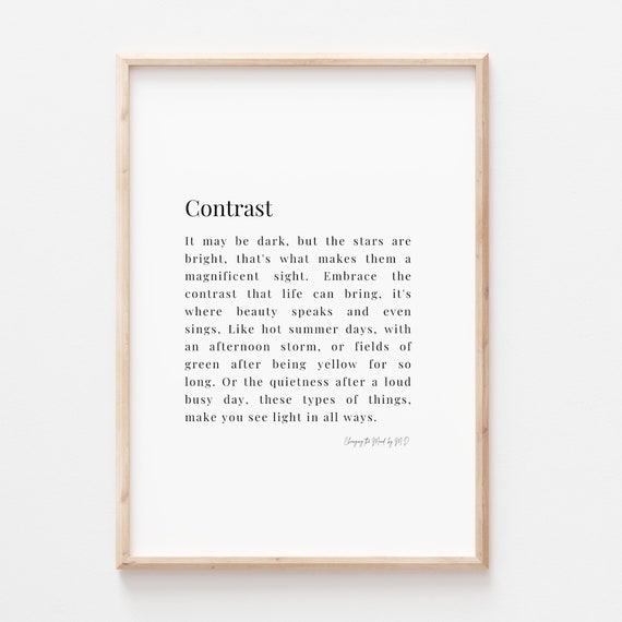 Contrast Original Poem Print A4 and A3 Download | Etsy