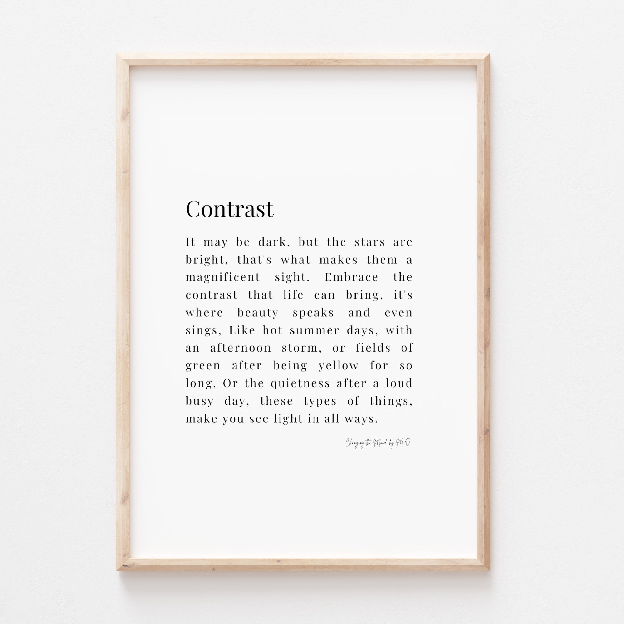Contrast Original Poem Print A4 and A3 Download | Etsy