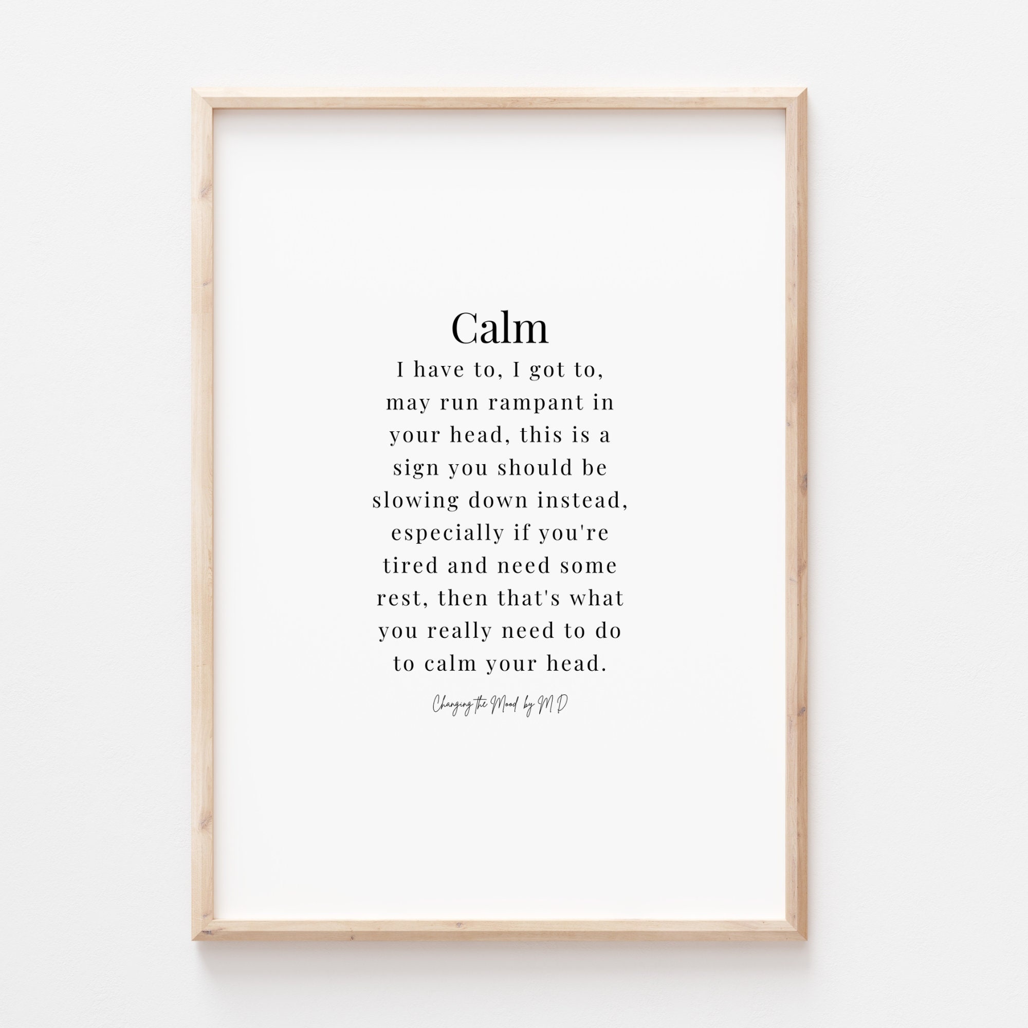 Calm - Original Poem Print (A4 and A3 Download) - Etsy