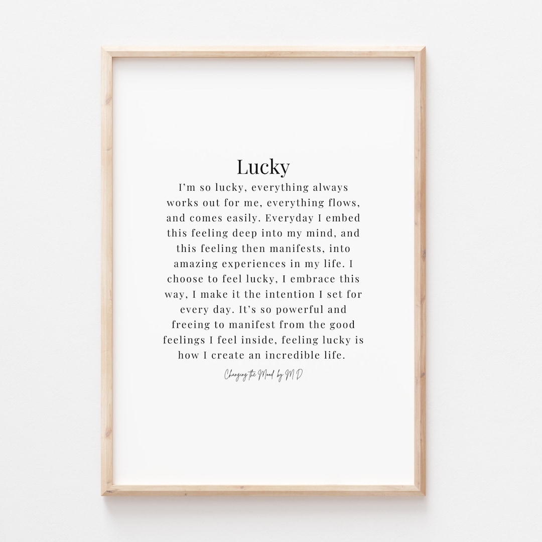 Lucky - Original Poem Print (A4 and A3 Download) Lucky Girl Syndrome - Etsy