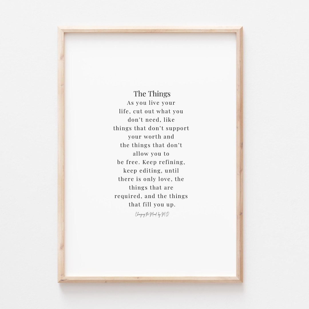 The Things - Original Poem Print - A4 and A3 Download - Etsy