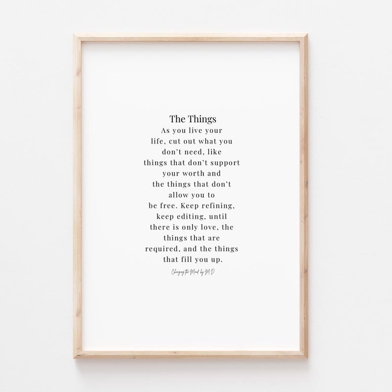 The Things - Original Poem Print - A4 and A3 Download - Etsy