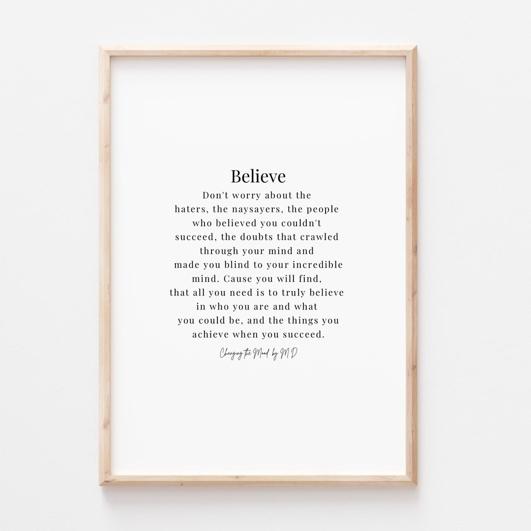 Believe - Original Poem Print (A4 and A3 Download) - Etsy