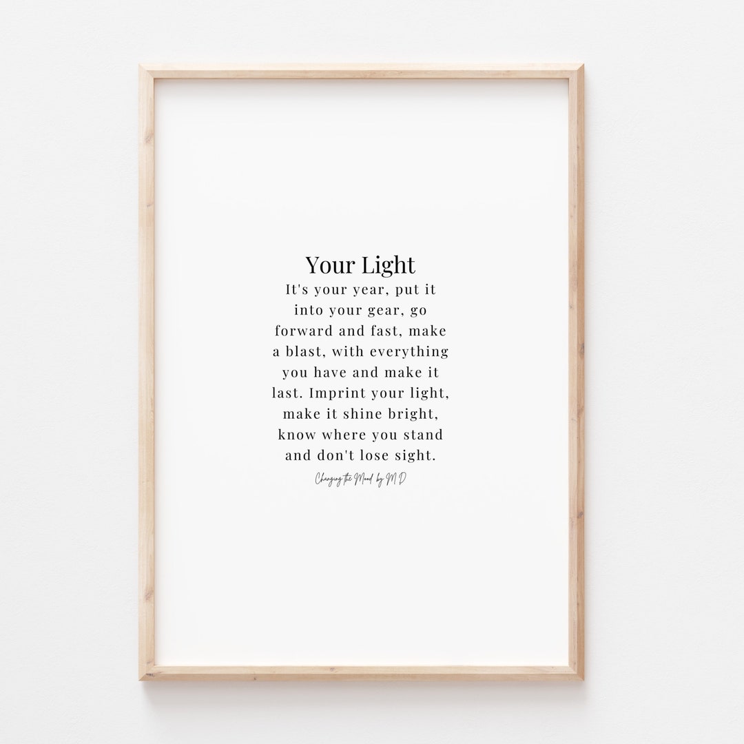 Your Light - Original Poem Print (A4 and A3 Download) - Etsy
