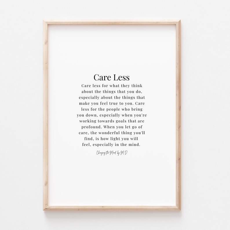 Care Less Original Poem Print A4 and A3 Download - Etsy