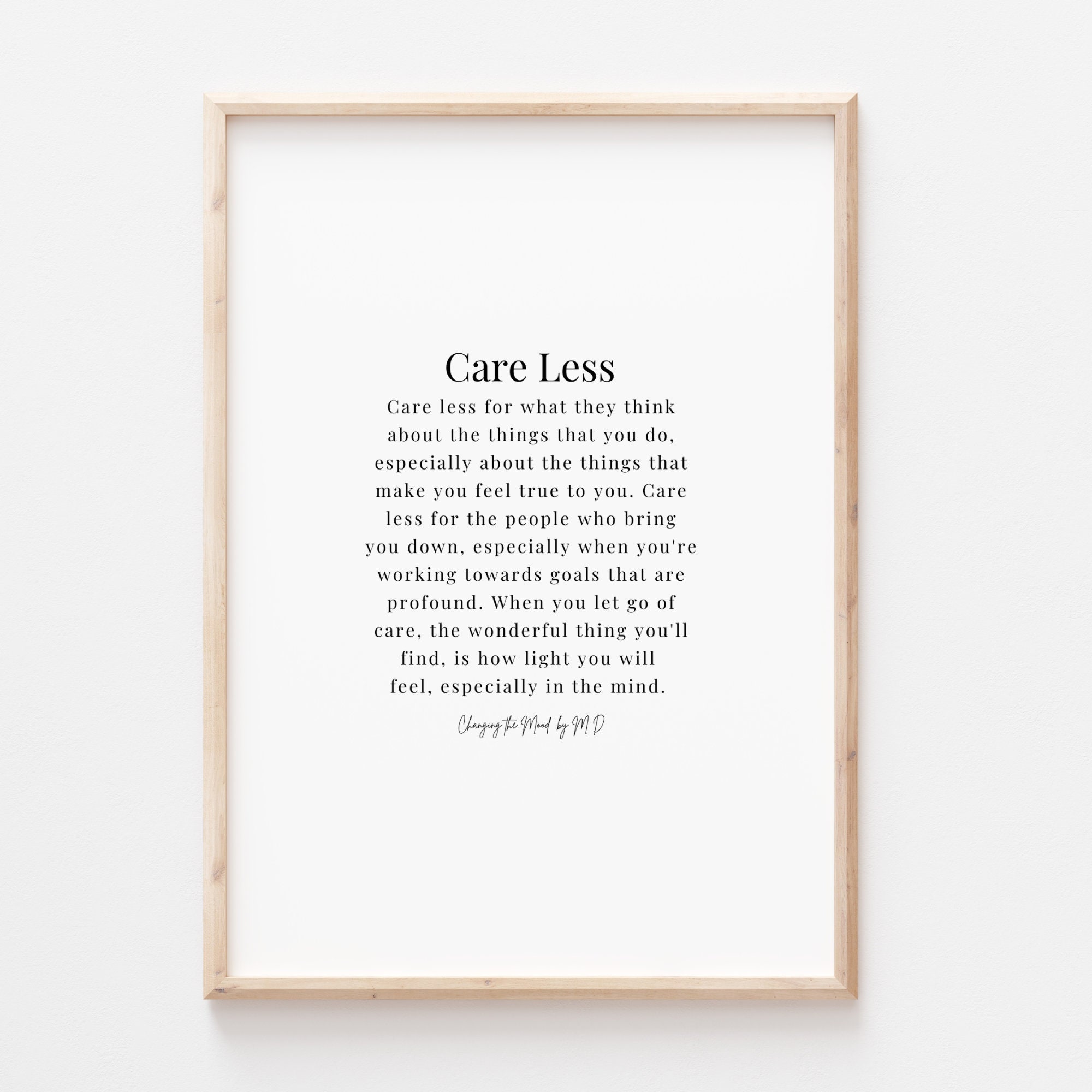 Care Less Original Poem Print A4 and A3 Download - Etsy