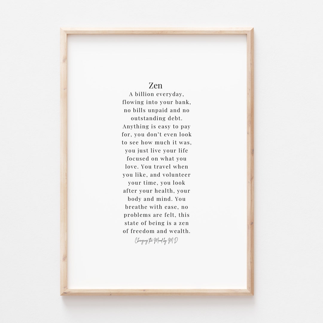 Zen Original Poem Print A4 and A3 Download - Etsy