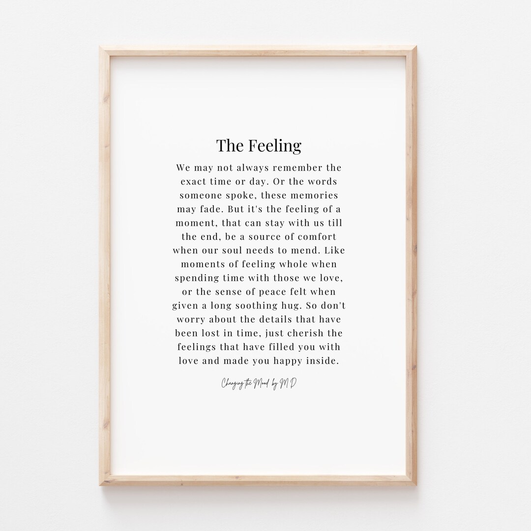 The Feeling - Original Poem Print (A4 and A3 Download) - Etsy