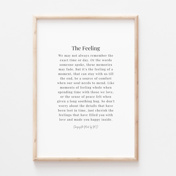 The Feeling Original Poem Print A4 and A3 Download - Etsy