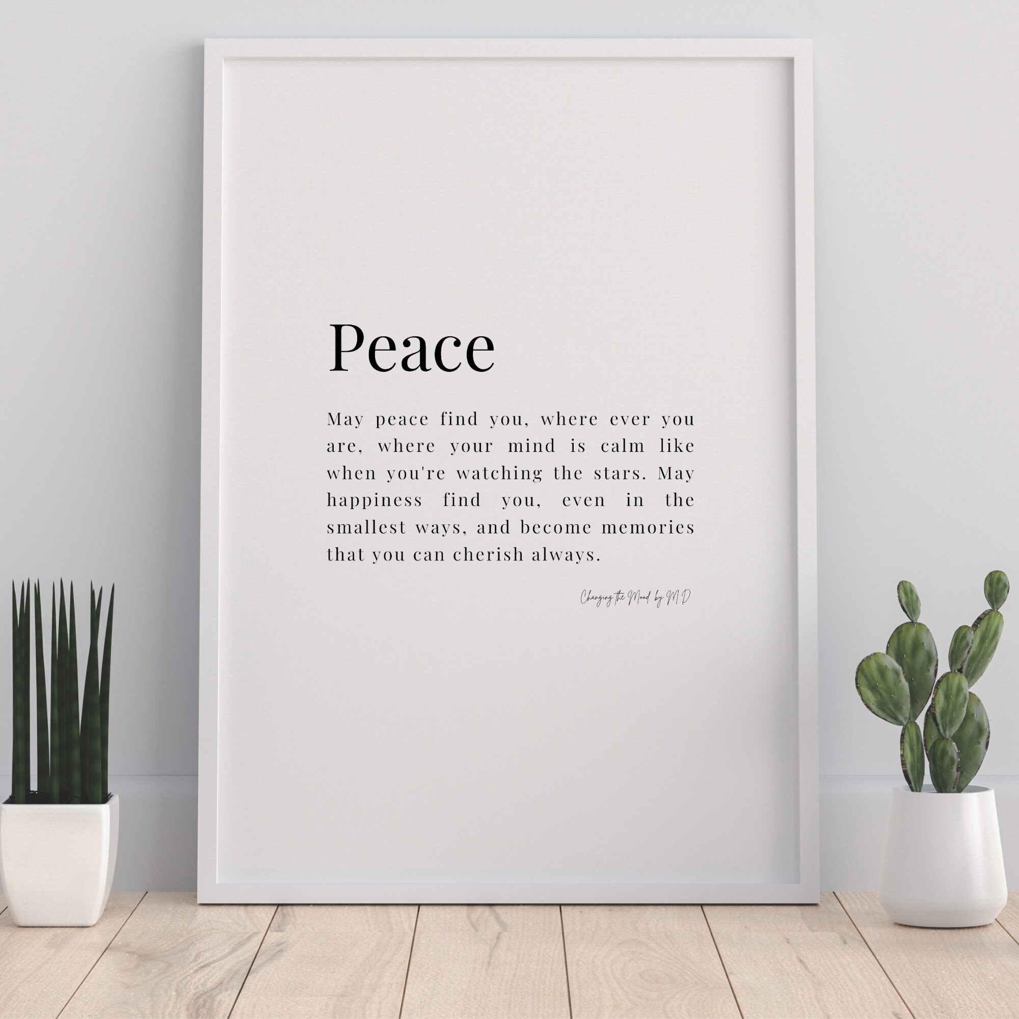 Peace Original Poem Print A4 and A3 Download Inspirational | Etsy