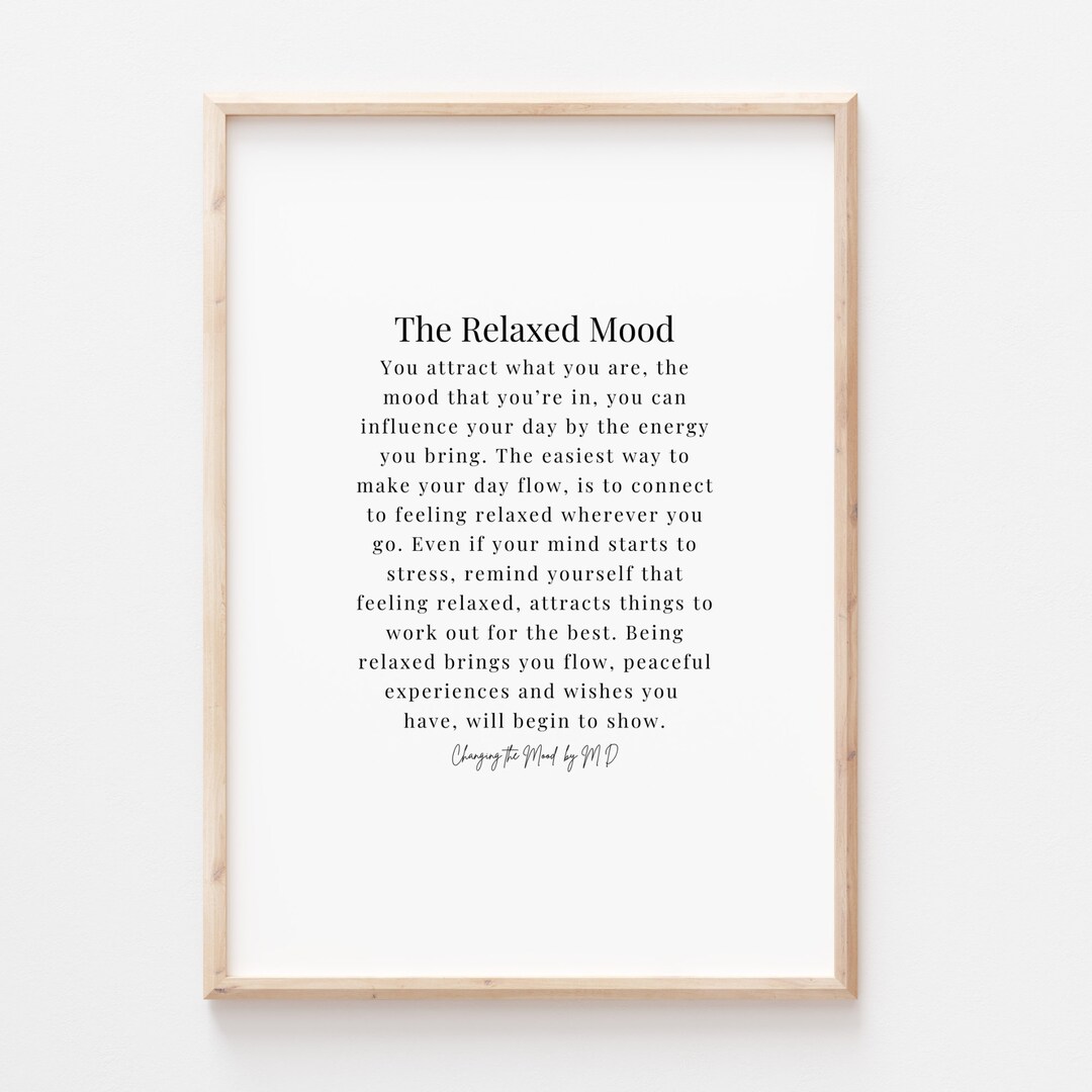 The Relaxed Mood Original Poem Print A4 and A3 Download - Etsy