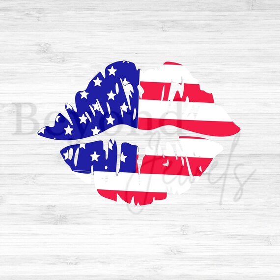Flag Lips PNG Print and Cut File Patriotic Lips 4th of July - Etsy