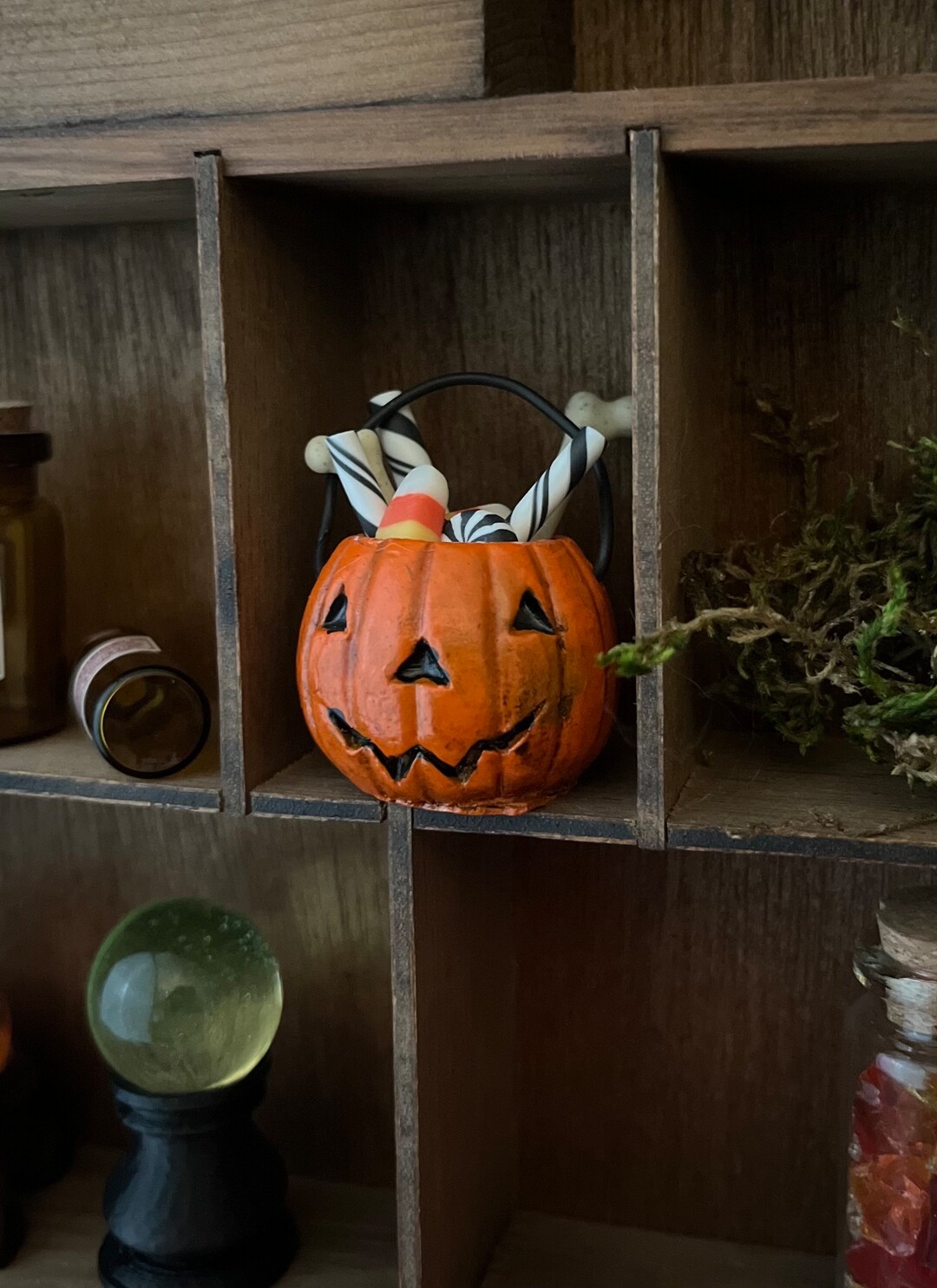 Mini Halloween Candy Pail | Pumpkin | Bones | Candy Corn | Curio | Gift ...