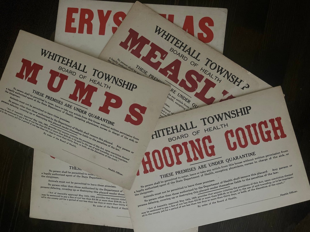 Antique 1940s Quarantine Medical Signs Infectious Disease Pathology ...