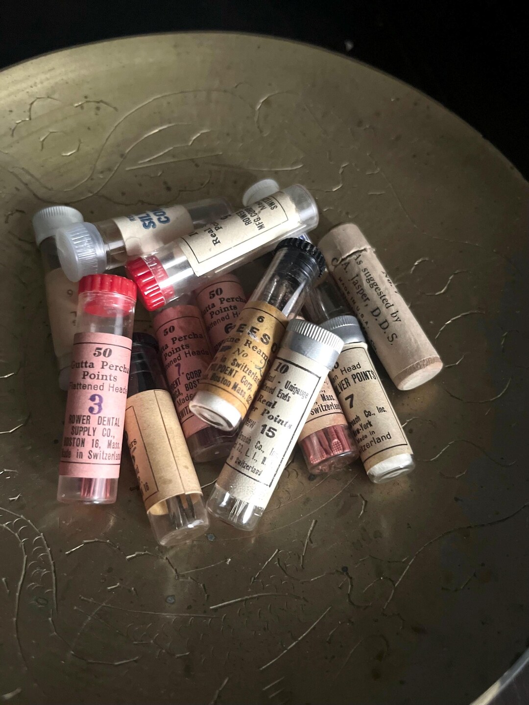 Vintage Dental Point Vials | Silver | Percha Wood | Dentist ...