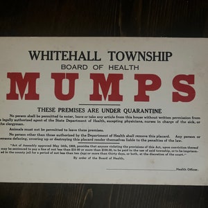 Antique 1940s Quarantine Medical Signs Infectious Disease Pathology ...