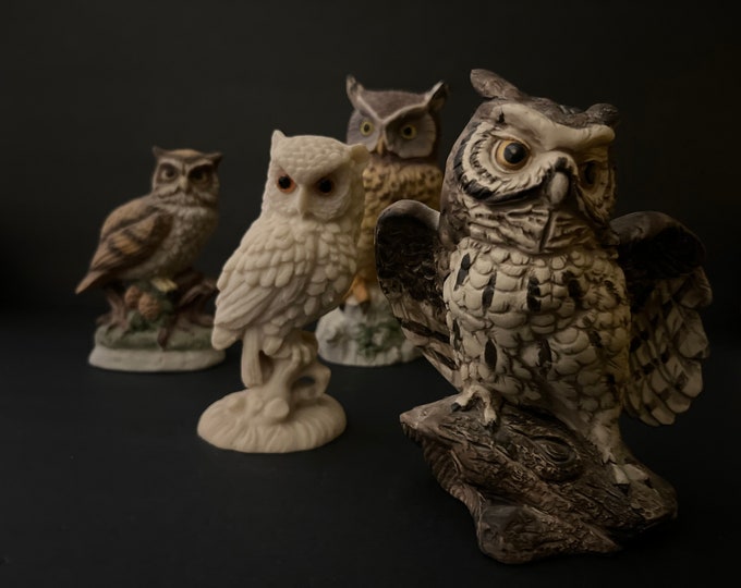 Vintage Owl Figurine Statues Estate 1970s Collection - Etsy