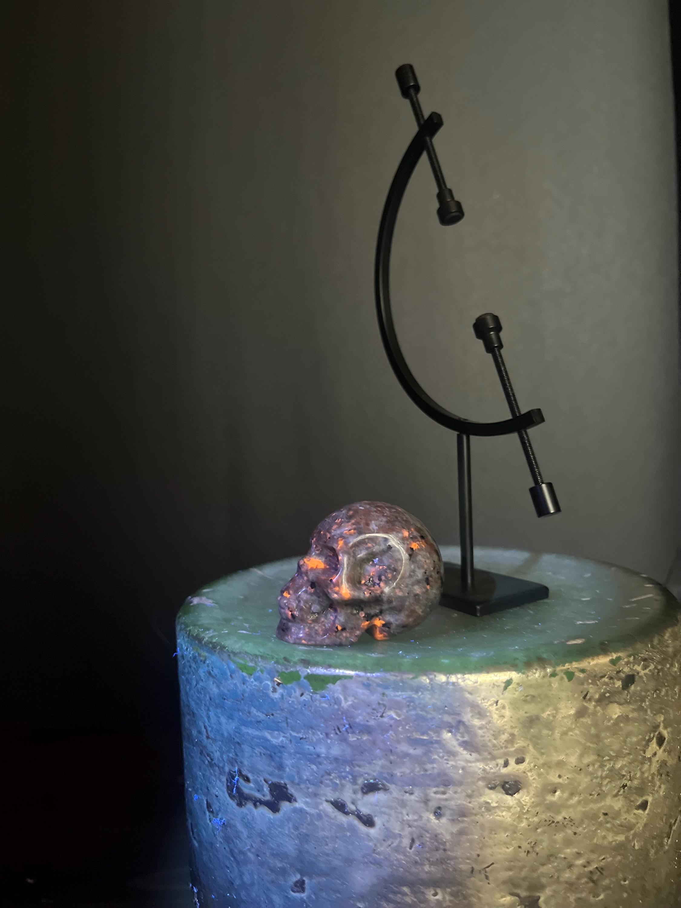 Yooperlite Glow Flame Skull Caliper Display | Gemstone | Home Decor ...
