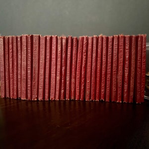 Antique Red Little Leather Library Books - Etsy