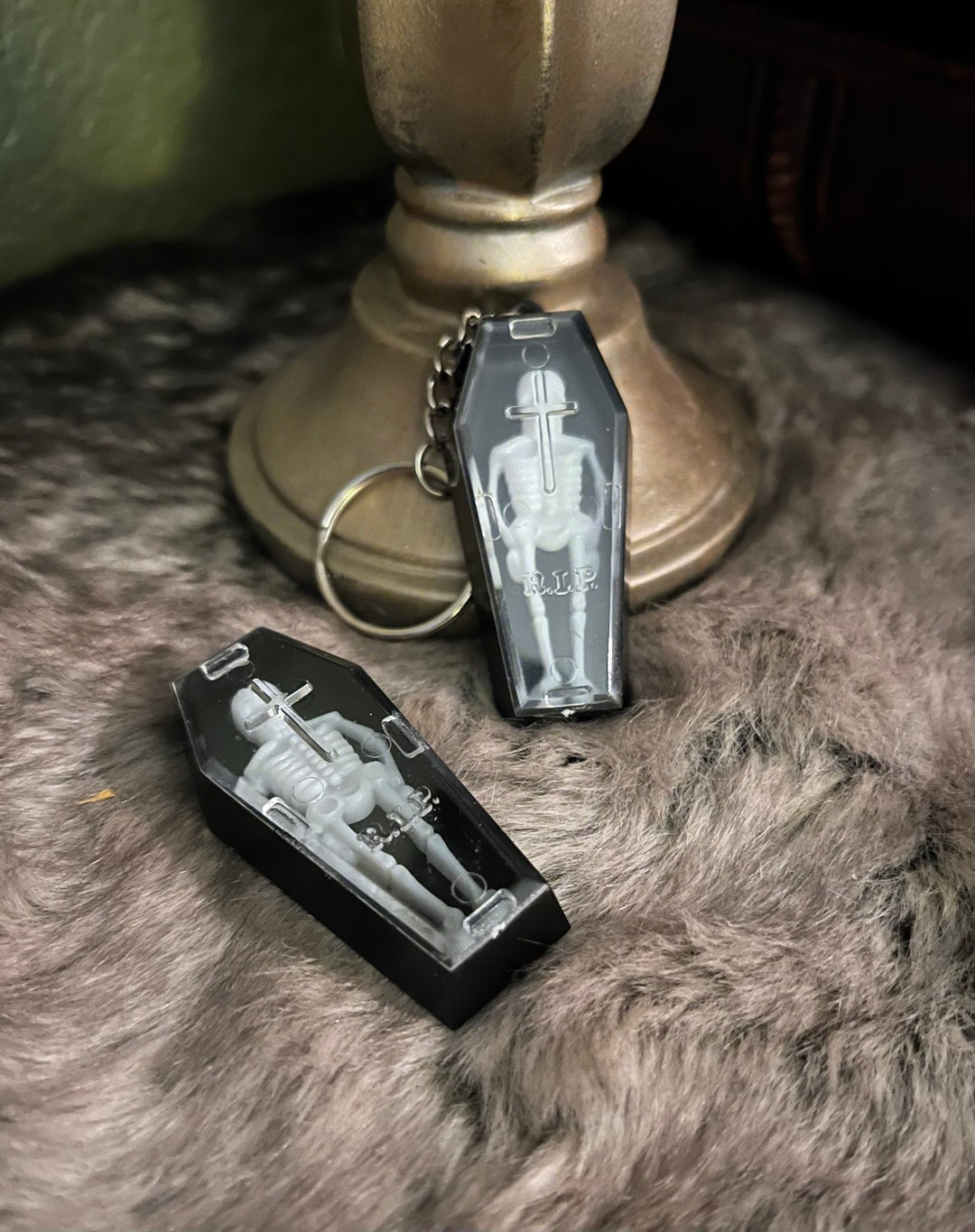Vintage Plastic Coffin Skeleton Keyring Keychain - Etsy