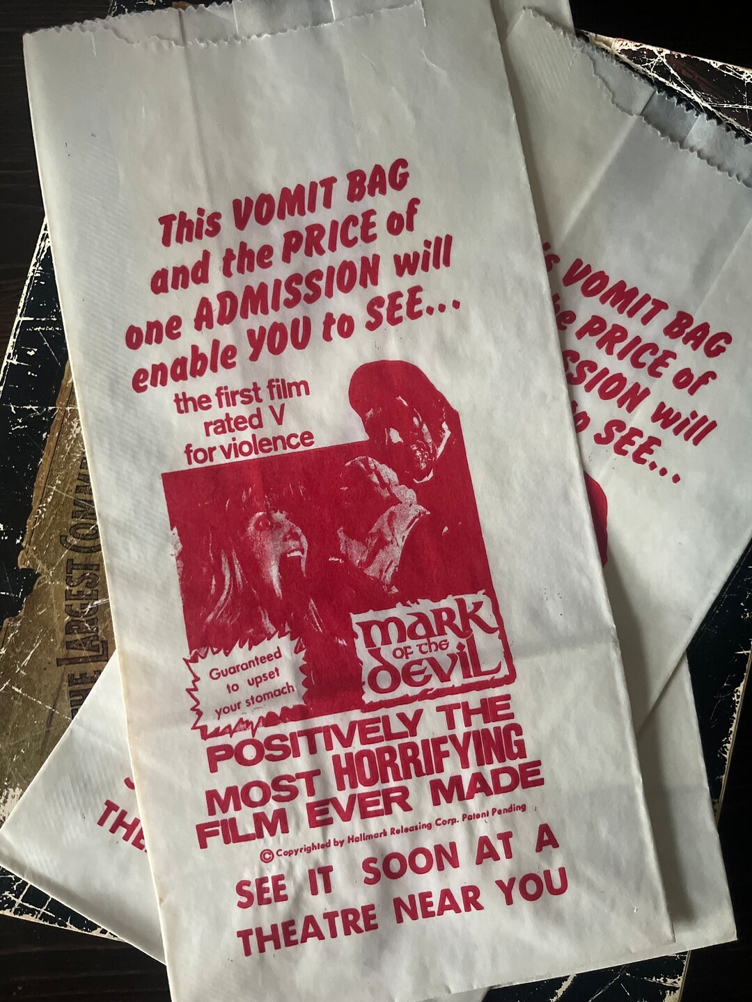 Mark of the Devil Vomit Bag Horror Film Movie Memorabilia Ephemera Junk ...