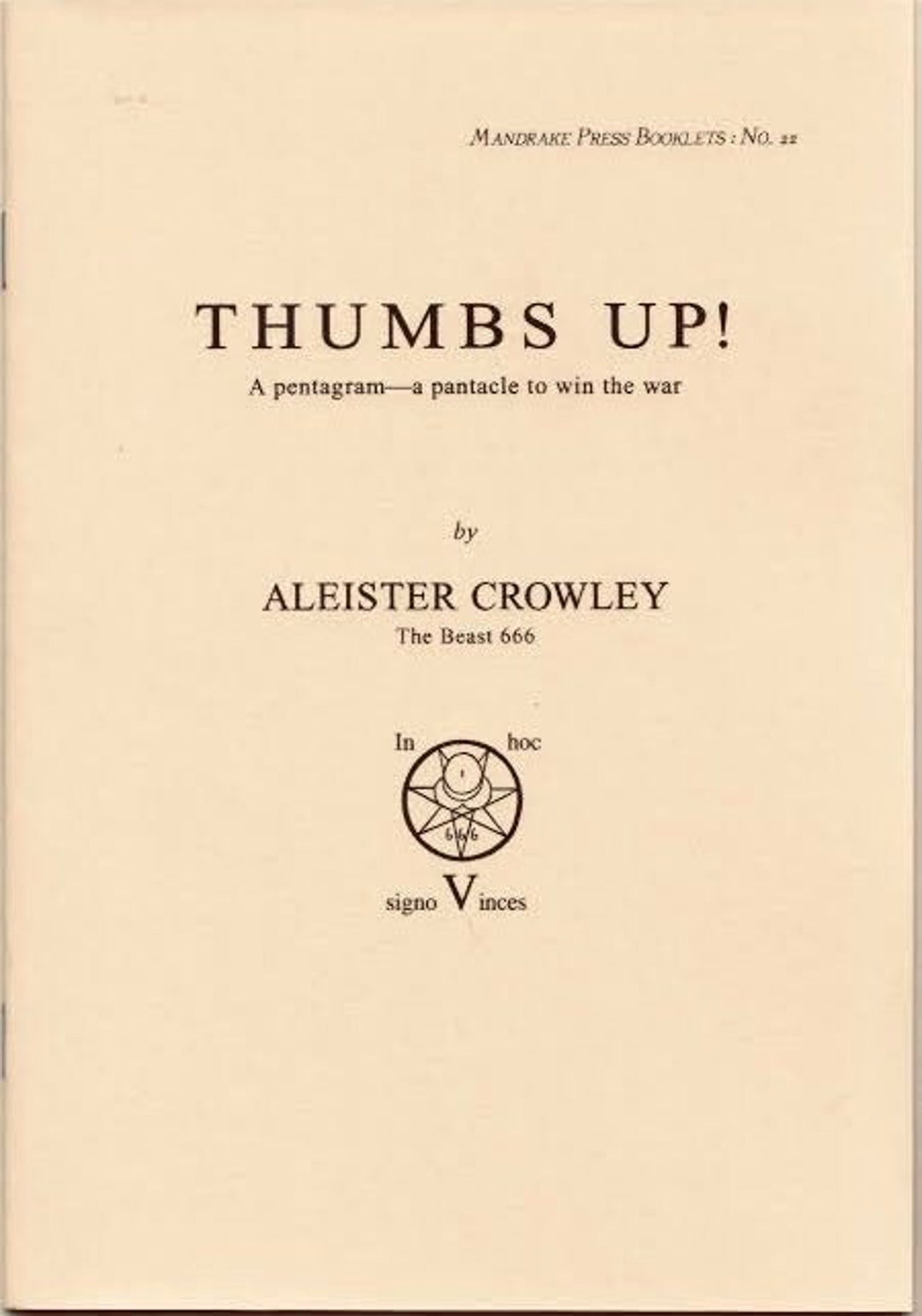 Thumbs Up Five Poems by Aleister Crowley digital Download - Etsy