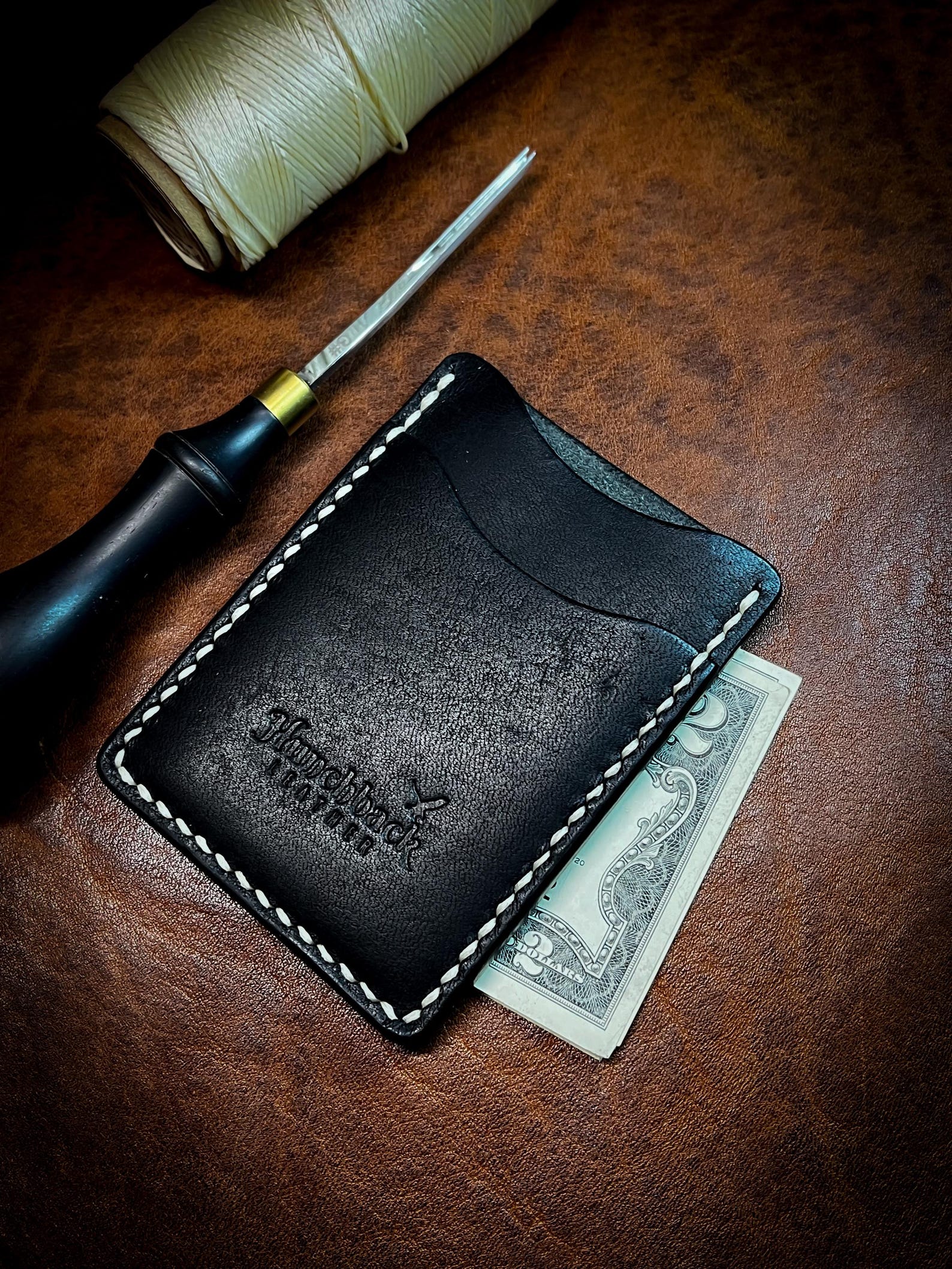 Handmade Minimalist Full Grain Leather Front Pocket Card Wallet- Gift ...