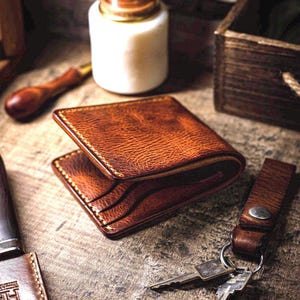 Handmade Full Grain Leather Wallet - Personalizable Men’s Bifold Wallet ...