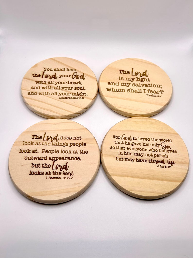 Wood Bible Verse Coasters - Set of 4 - Etsy