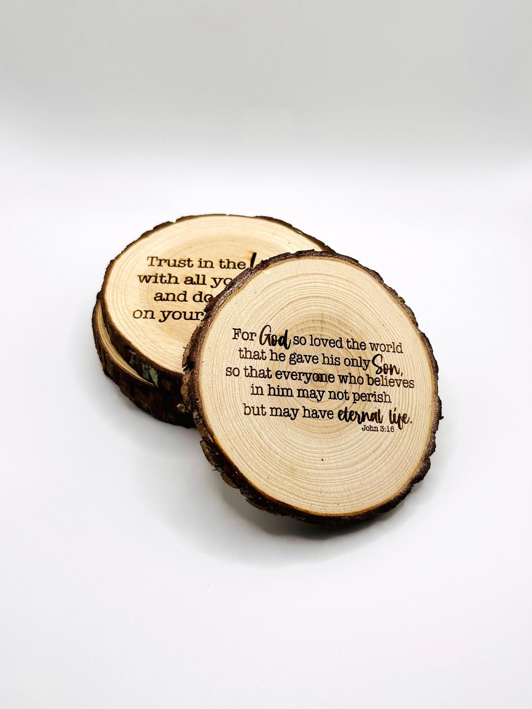 Custom Engraved Natural Wood Bible Verse Coasters - Set of 4 - Etsy