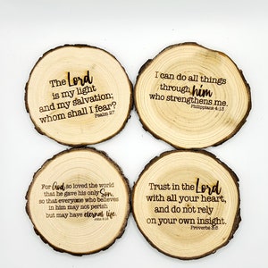Custom Engraved Natural Wood Bible Verse Coasters - Set of 4 - Etsy