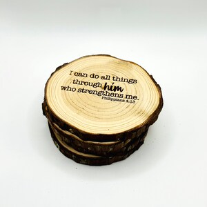 Custom Engraved Natural Wood Bible Verse Coasters Set of 4 - Etsy