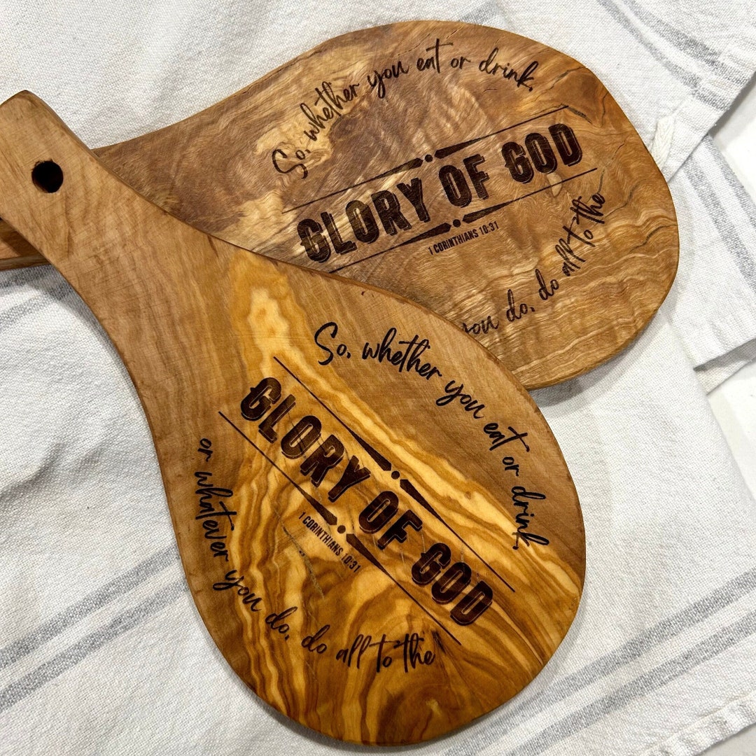 Olive Wood Scripture Spoon Rest - Farmhouse Kitchen, Christian Kitchen ...