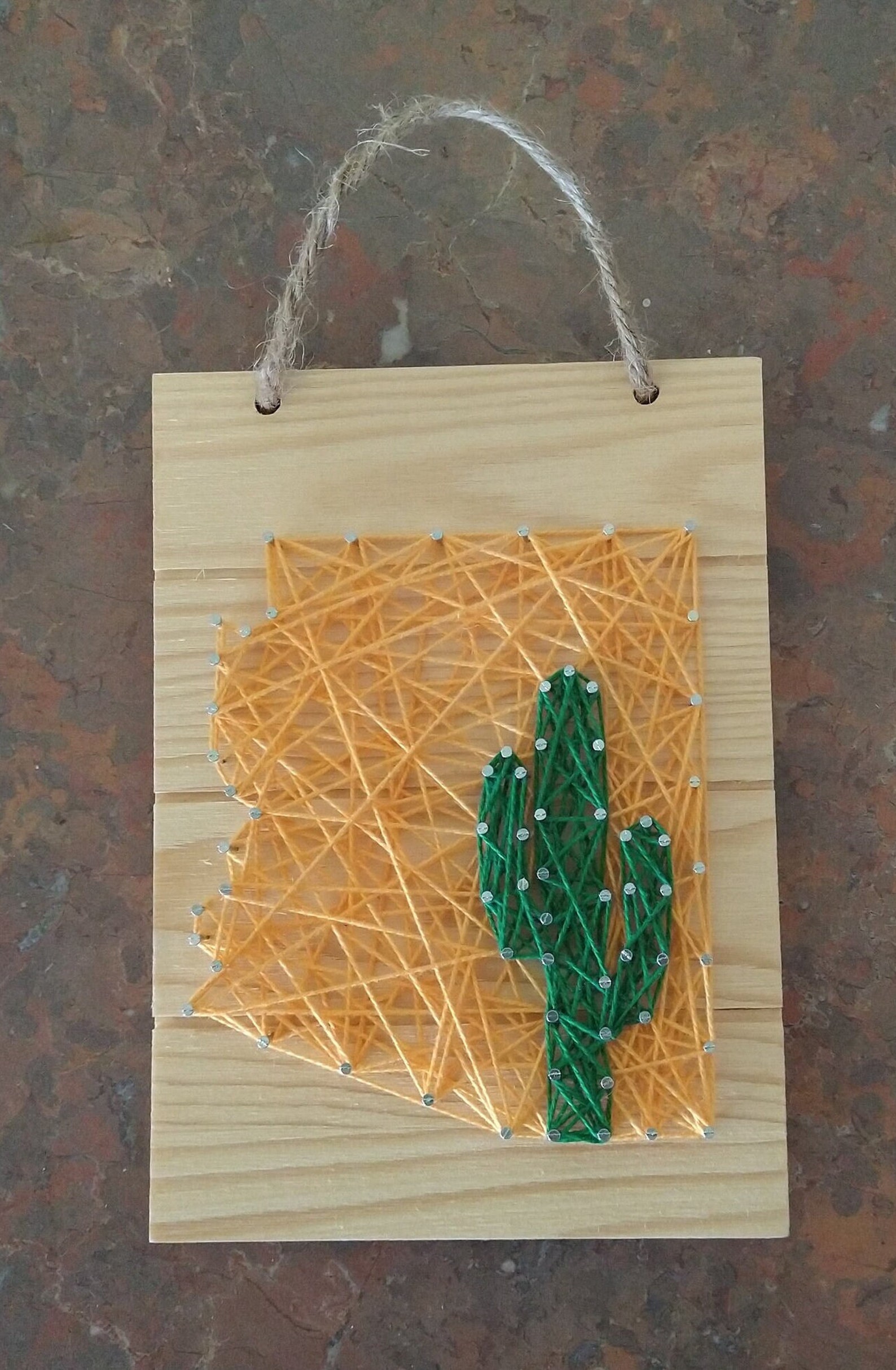 DIY String Art Craft Kit or Completed Arizona With Saguaro Cactus. Buy ...