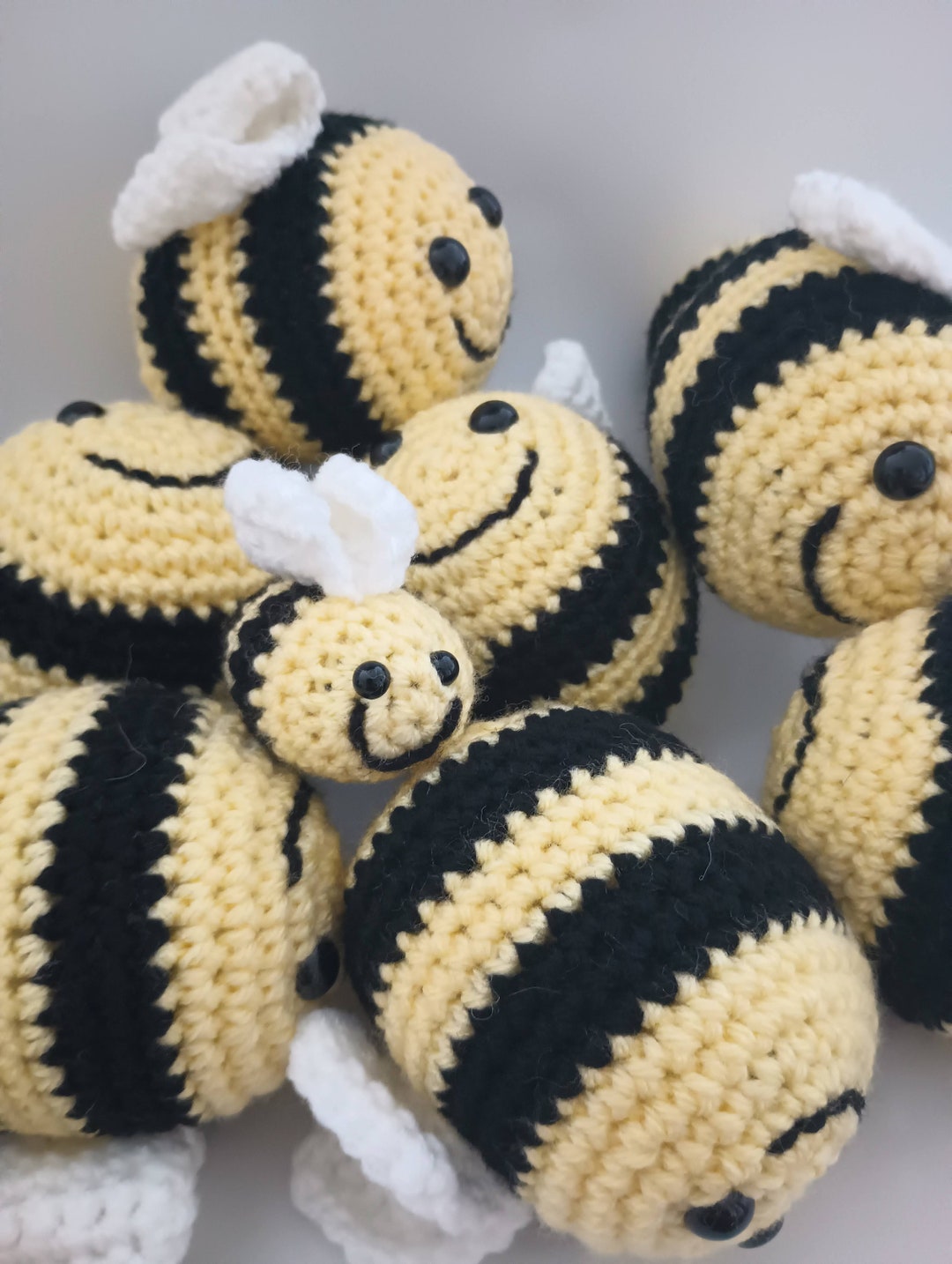Crochet Bee Choose Yellow and Black Striped, Valentine With Heart Wings ...