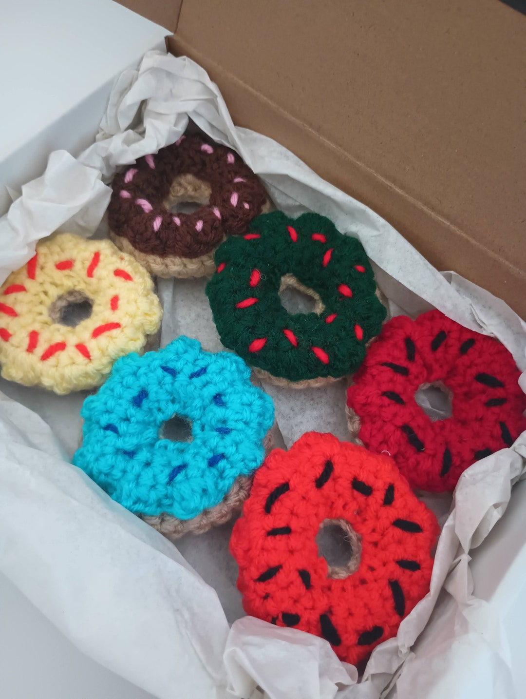 Mini Donuts With Sprinkles Half Dozen Handmade Crochet Donuts in Box ...