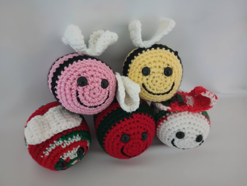 Crochet Bee Choose Yellow and Black Striped, Valentine With Heart Wings ...