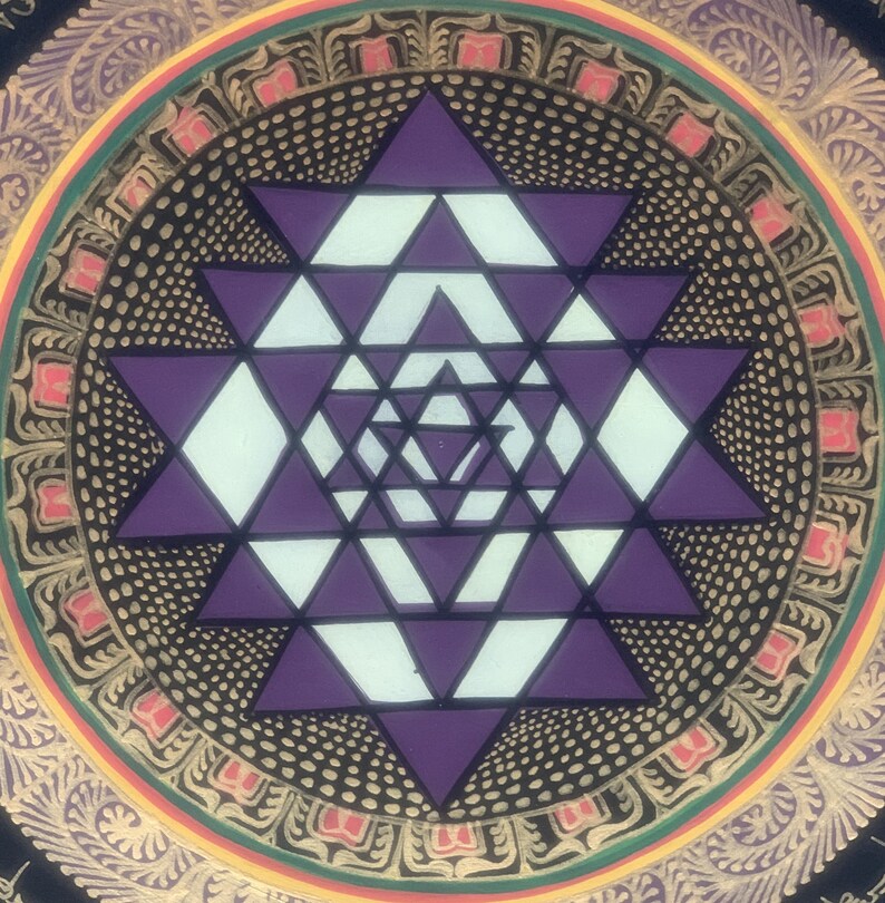 Hand Painted Sri Yantra Mandala, Wheel of Life, Meditation Thangka Art ...