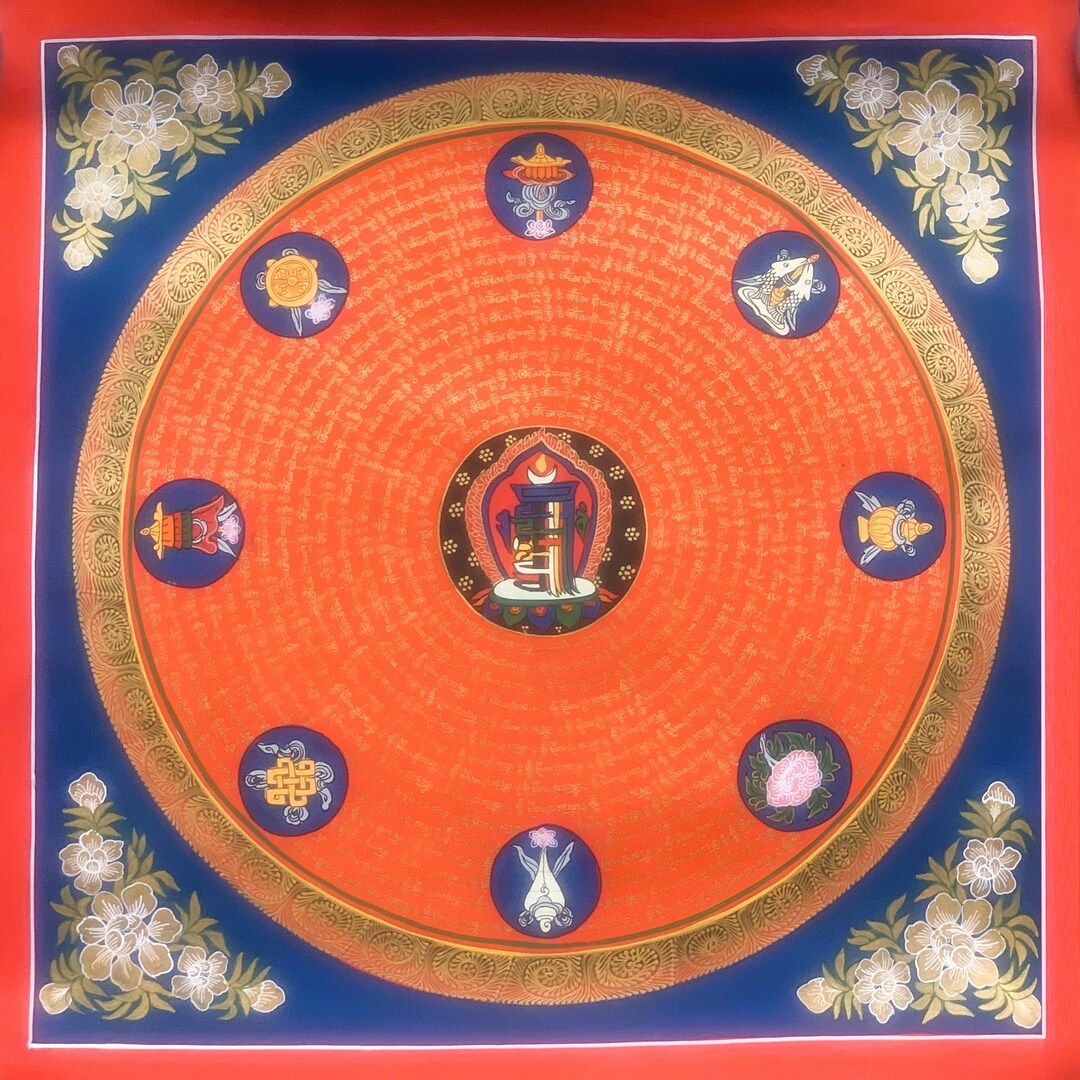 Hand Painted Kalachakra Symbol Mantra Mandala Meditation Thangka ...