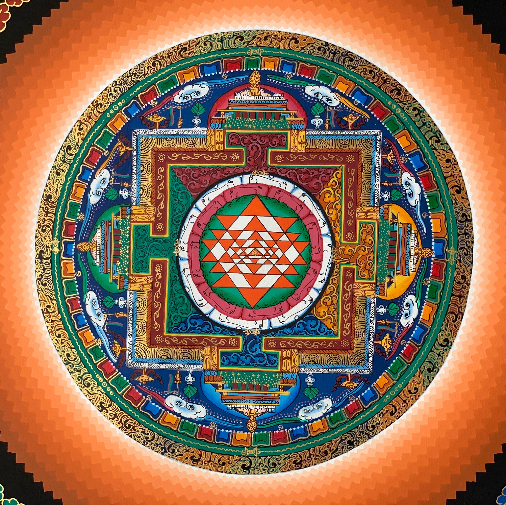 Shri Yantra Mandala Thangka Painting, Original Art (16 X 16 Inch) - Etsy